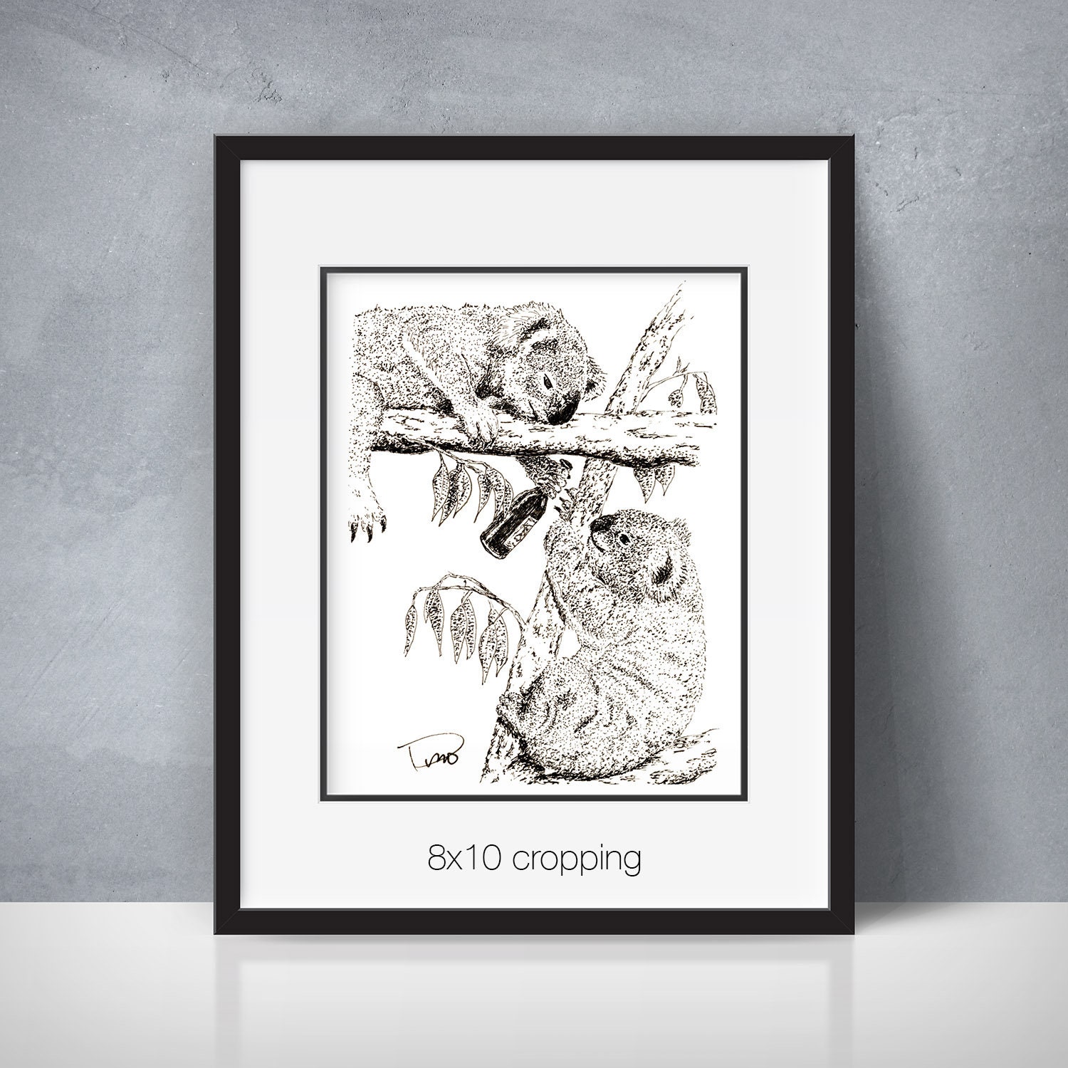 Drinking Koalas Pen Drawing Inktober 2018 Print - Etsy België