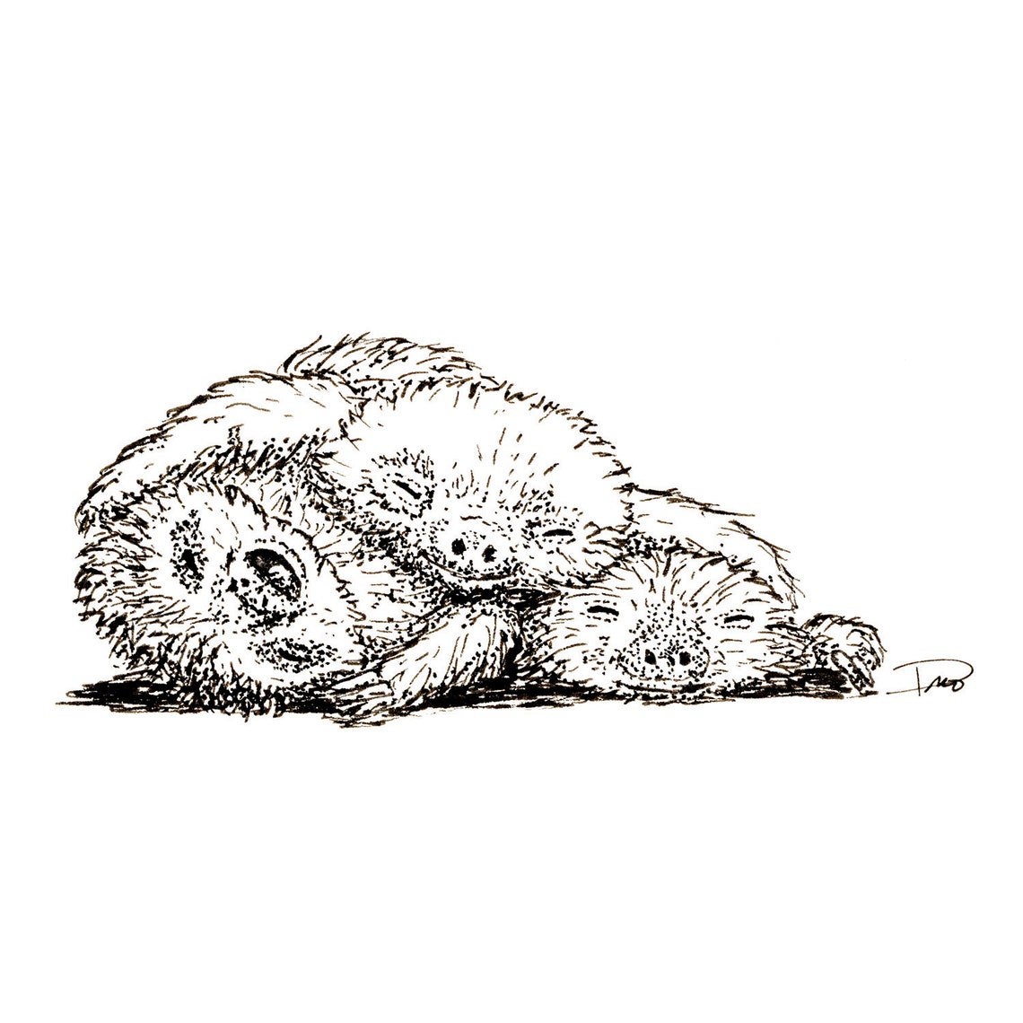 Pile of Sleeping Sloths Pen Drawing Inktober 2018 print - Etsy