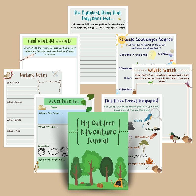 Kids Nature Journal Printable – Nature Scavenger Hunt, Camping Activity ...