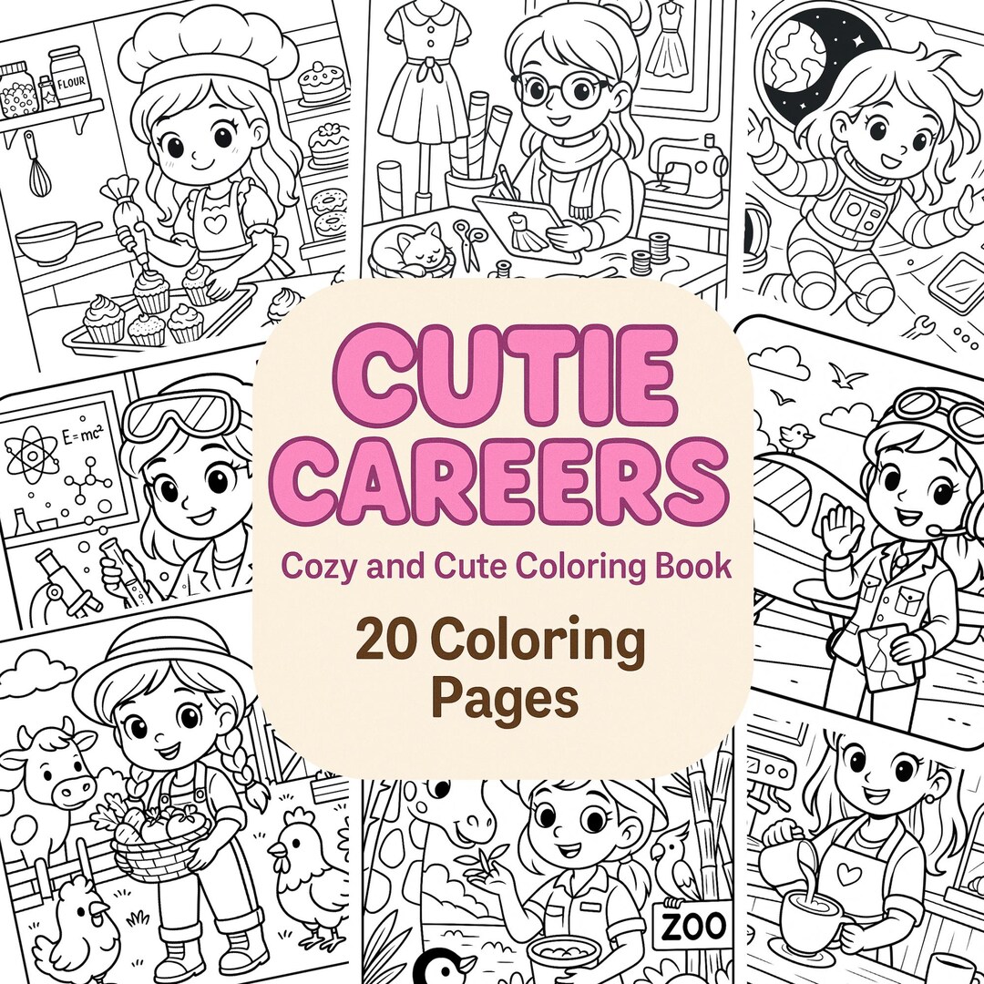 Cutie Careers Coloring Book for Girls Fun Jobs to Color Teen Girl ...