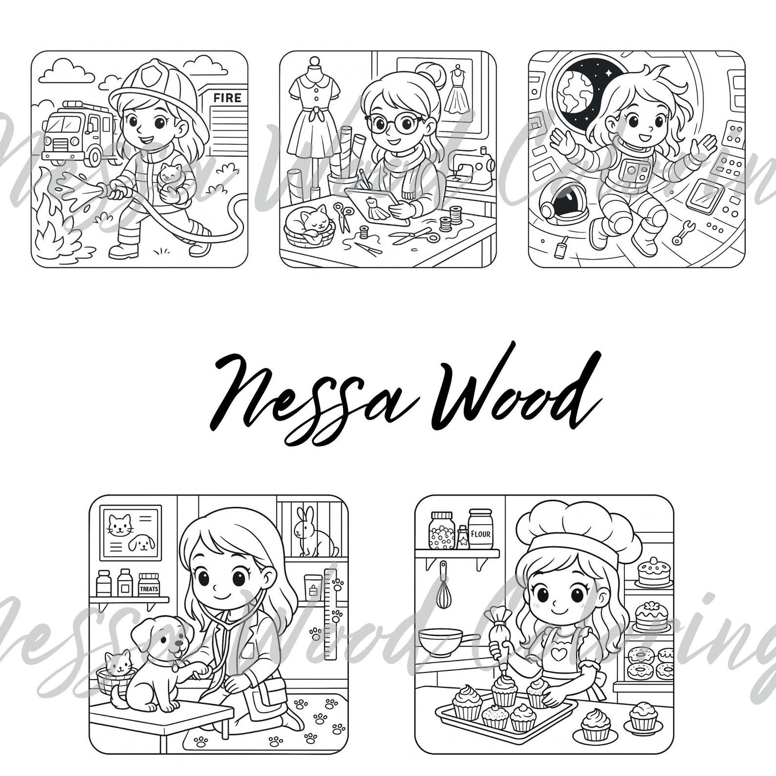 Cutie Careers Coloring Book for Girls Fun Jobs to Color Teen Girl ...