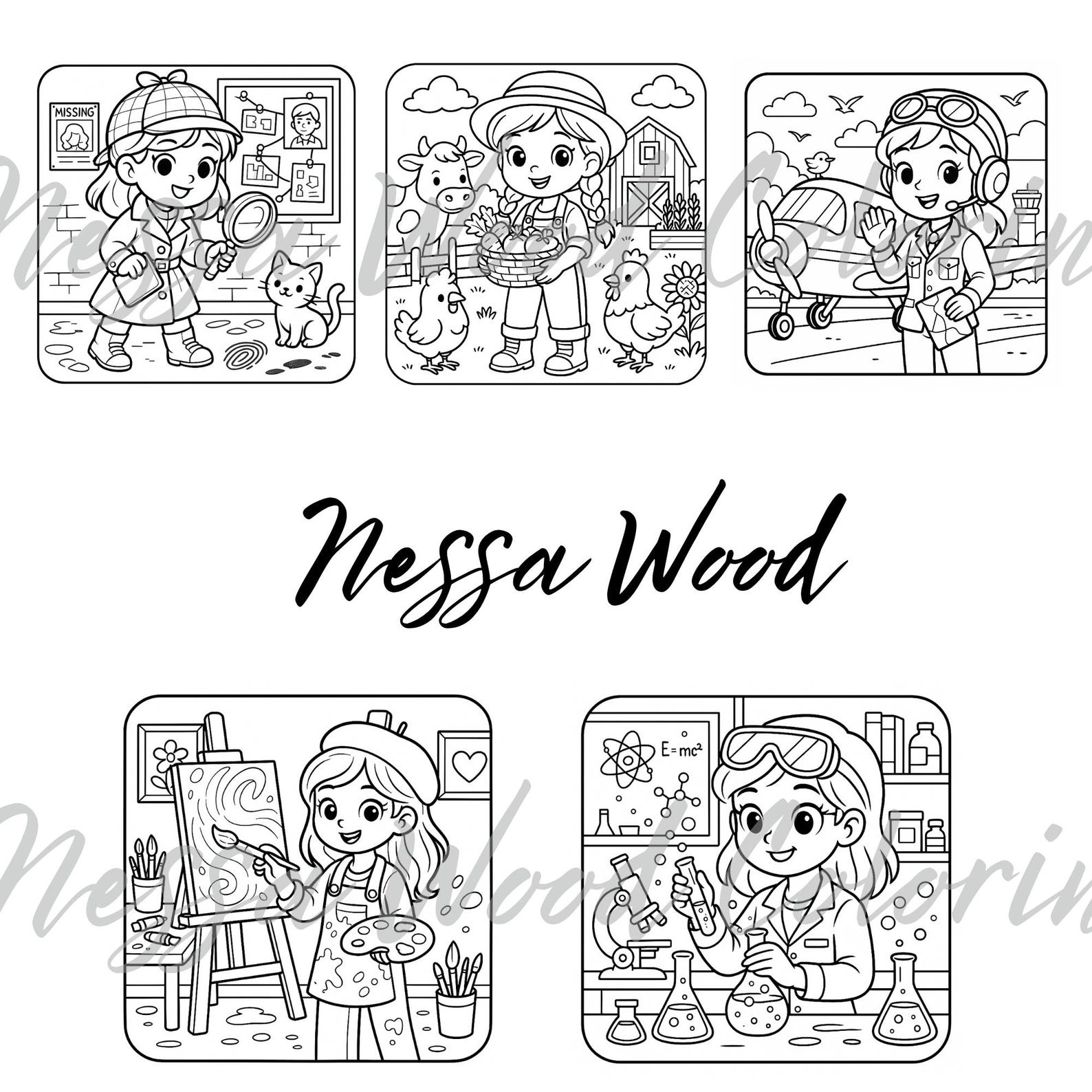 Cutie Careers Coloring Book for Girls Fun Jobs to Color Teen Girl ...