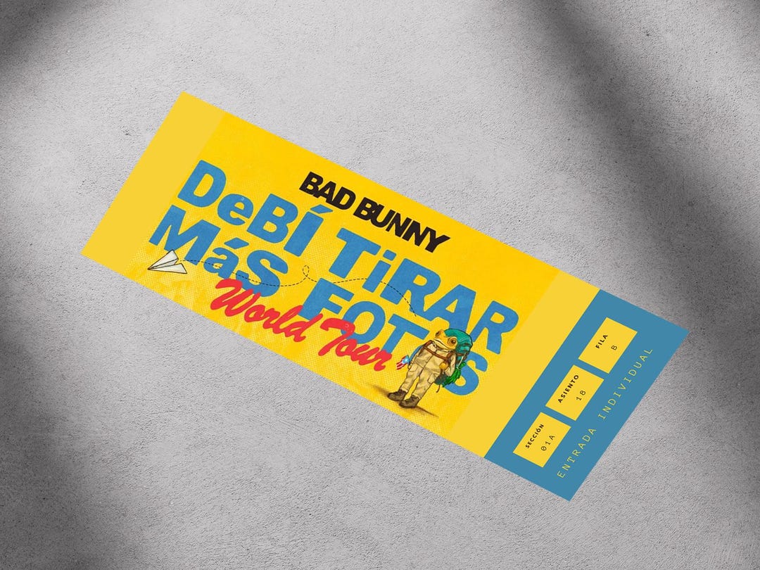 Personalized Bad Bunny Souvenir Tickets | Designed Exclusively by Me - Etsy