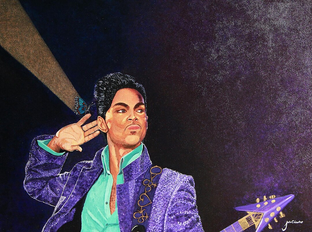 Prince Acrylic Portrait Art Print – Purple Music Icon, Butterfly ...