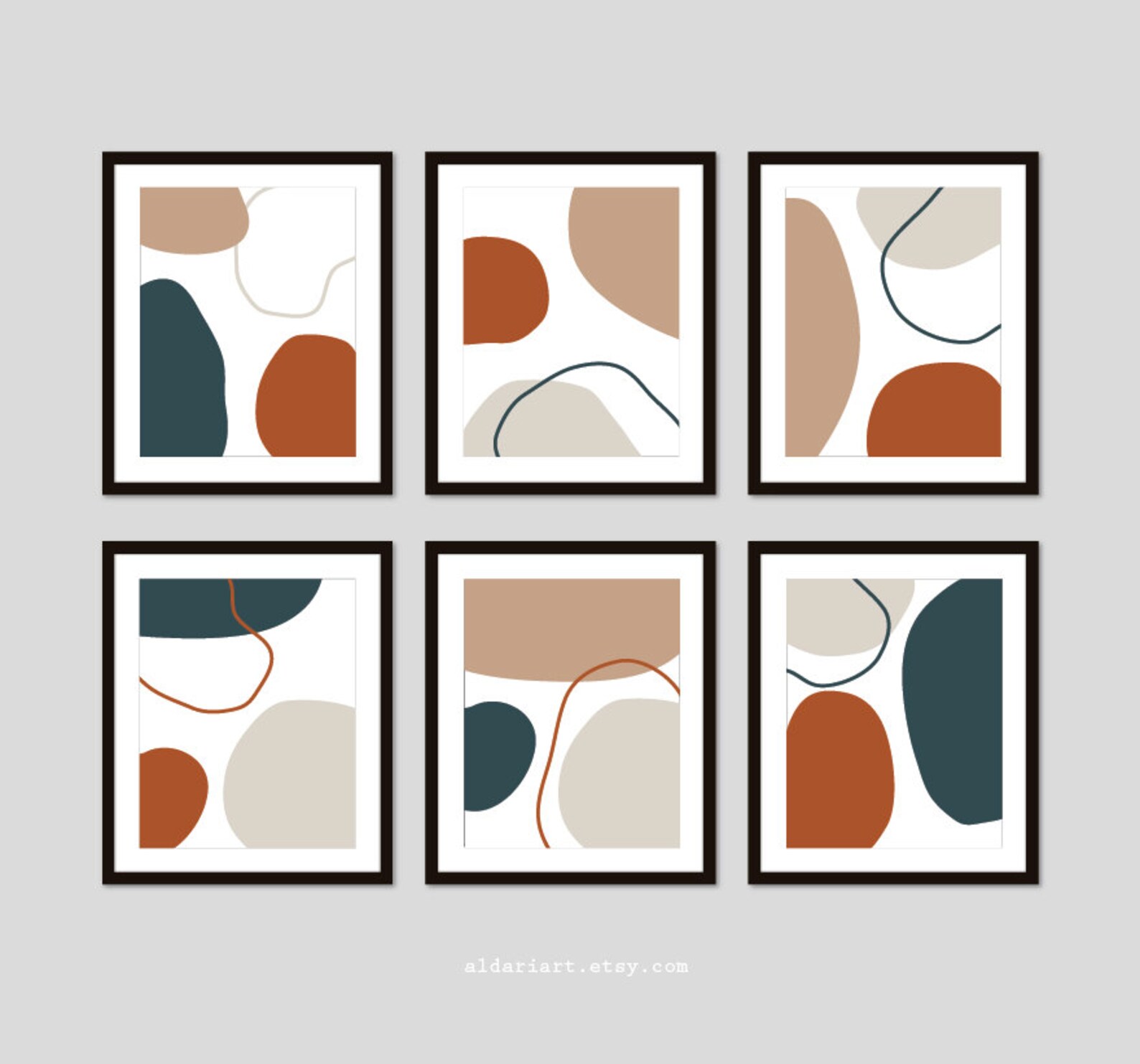 Abstract Art Prints Set of Six Prints Abstract Wall Decor | Etsy