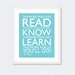 Read Learn Know Print - Nursery Art Print - Typography Poster - Quote ...