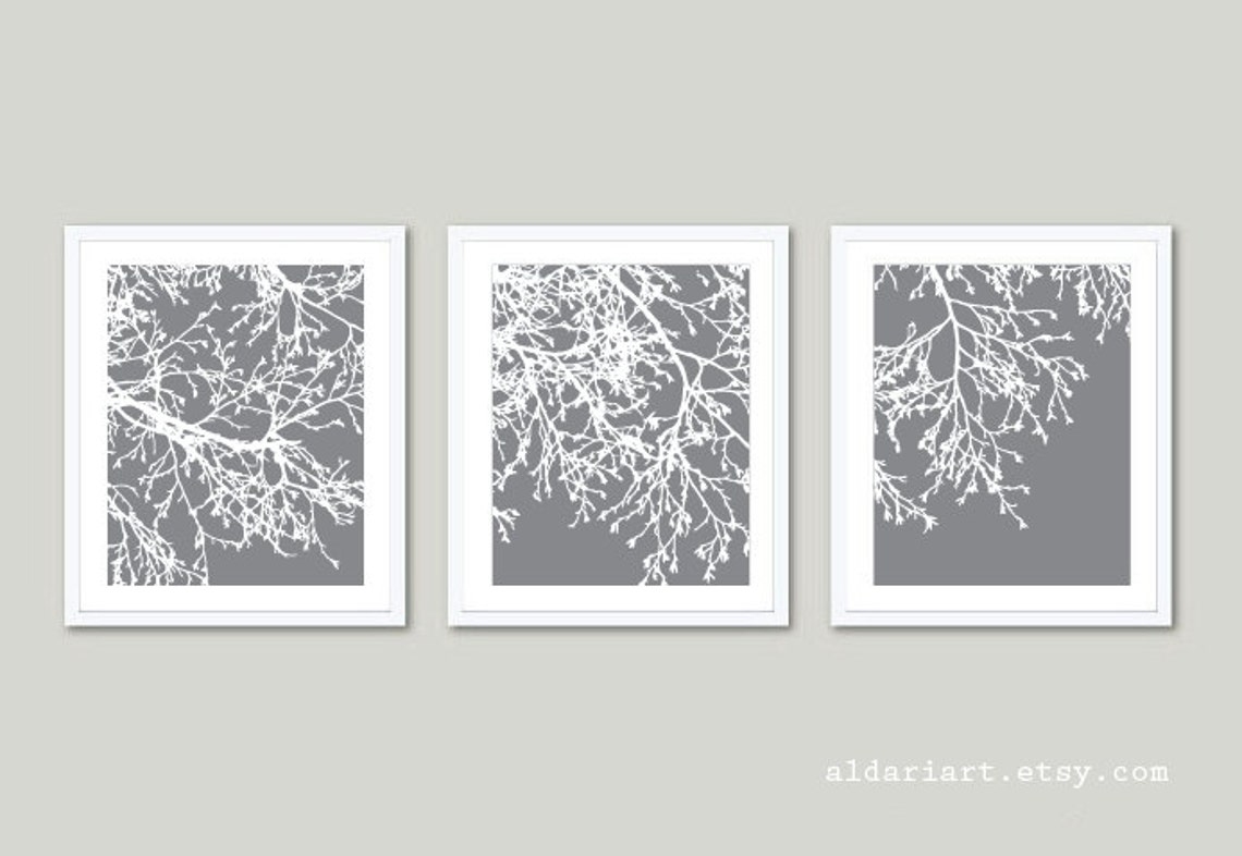 Modern Tree Branches Art Prints - Tree Wall Art -contemporary Tree Trio ...
