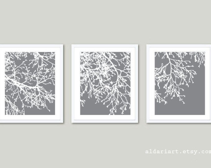 Modern Tree Branches Art Prints - Tree Wall Art -contemporary Tree Trio ...