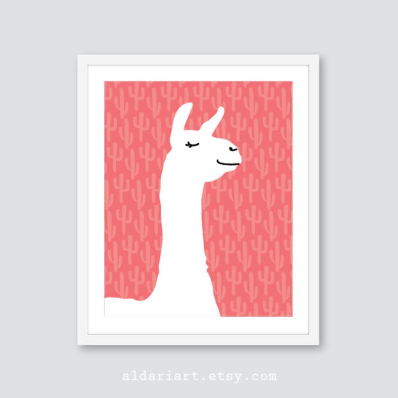 Llama Wall Art Llama Art Print Cute Llama Print Alpaca | Etsy
