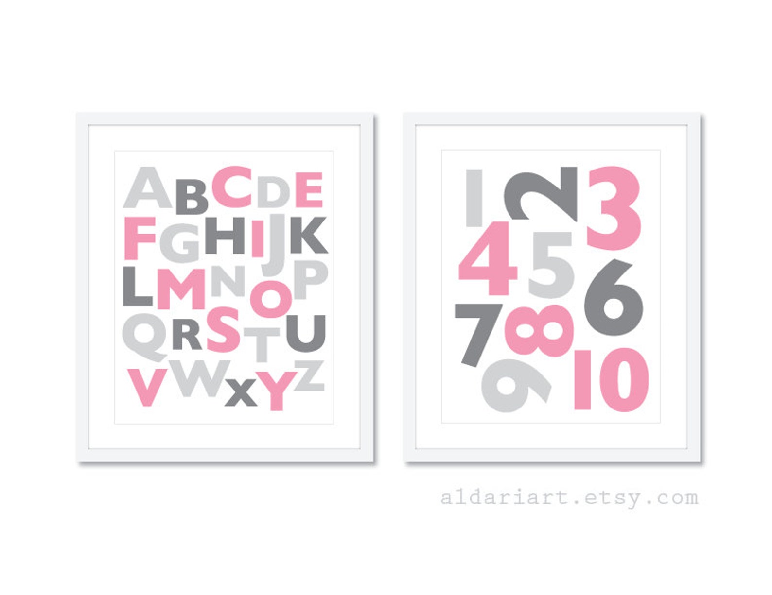 Alphabet and Numbers Nursery Print Set Simple Modern Blue - Etsy