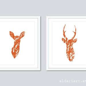 Modern Deer Prints - Deer Wall Art - Deer and Doe Prints - Deer Antlers ...