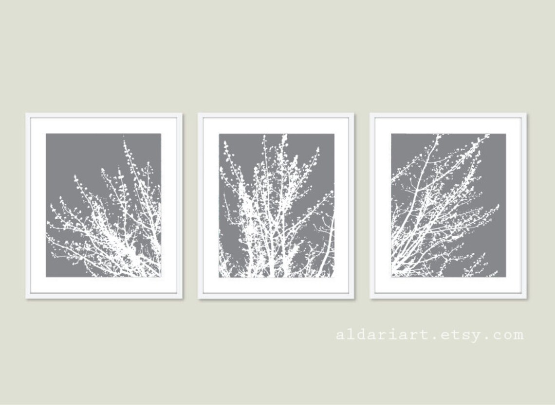 Modern Spring Tree Branches Prints - Set of 3 - Woodland Home Decor ...