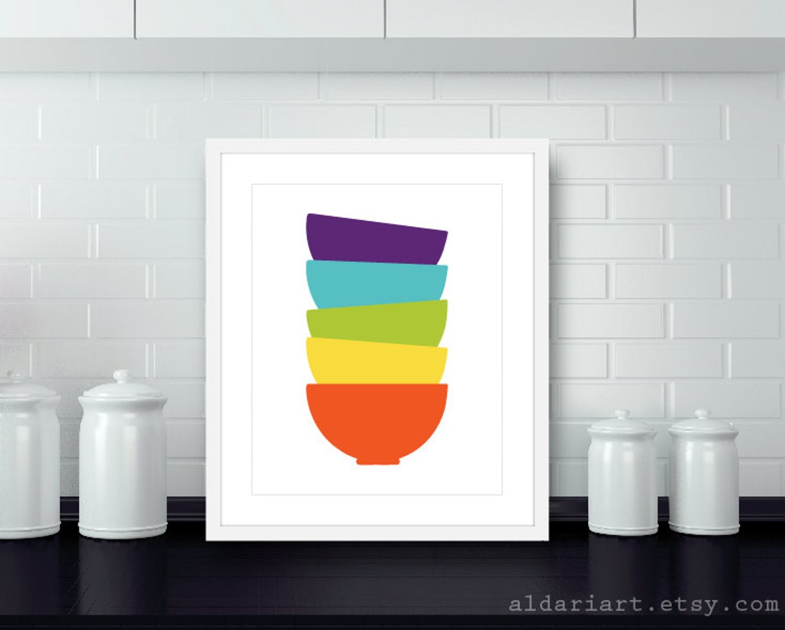 Bowls Print Bowl Wall Art Soup Bowl Art Print Modern Decor Kitchen ...