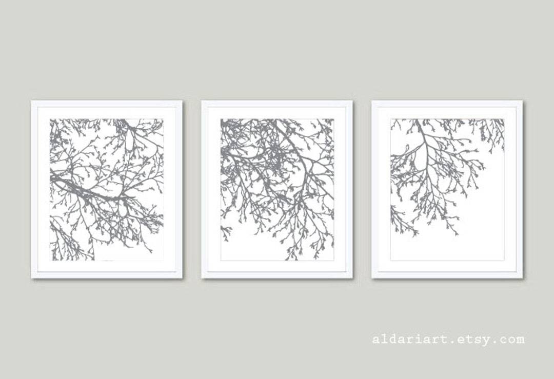 Modern Tree Branches Art Prints - Set of 3 - Modern Nature Wall Art ...