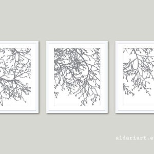 Modern Tree Branches Art Prints - Set of 3 - Modern Nature Wall Art ...