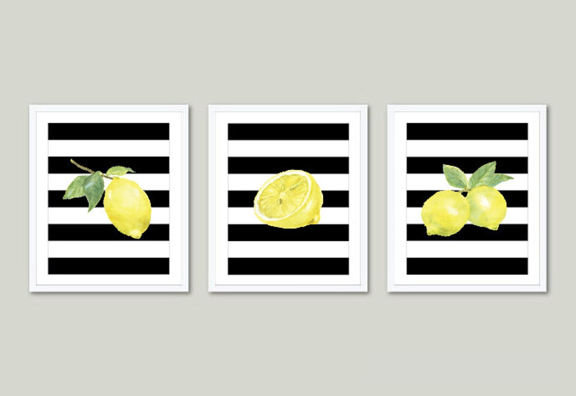 Lemon Art Prints - Lemon Wall Art - Watercolor Lemons Prints - Modern ...