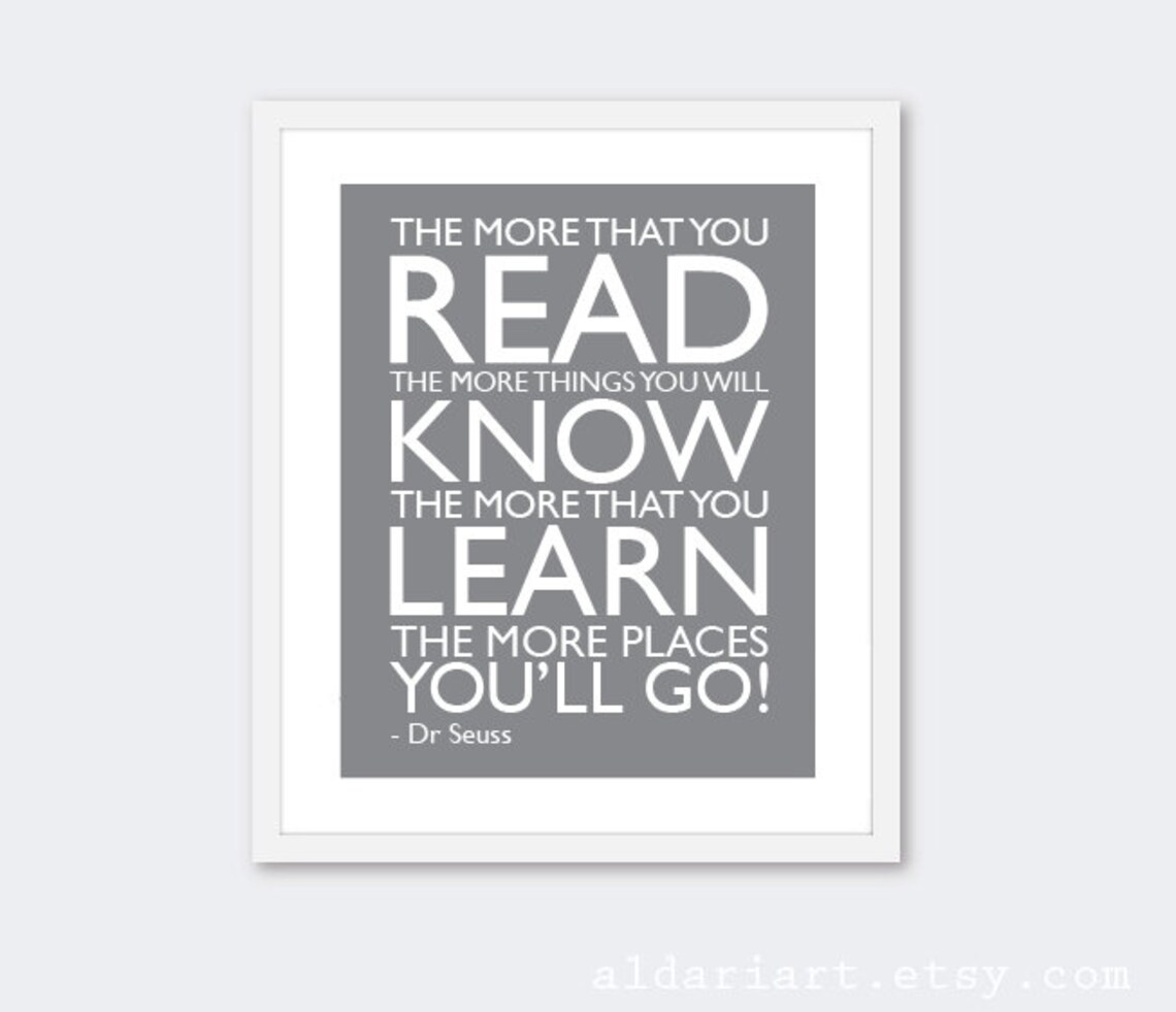 Read Learn Know Print - Nursery Art Print - Typography Poster - Quote ...