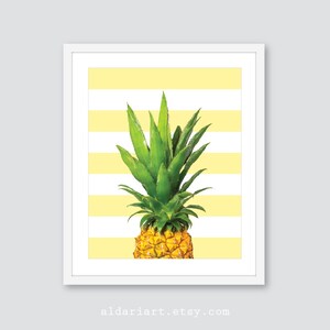 Pineapple Art Print, Tropical Fruit Wall Decor, Pineapple Kitchen Wall ...