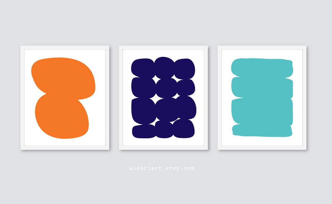 Abstract Art Prints Abstract Shapes Wall Art Set of 3 - Etsy
