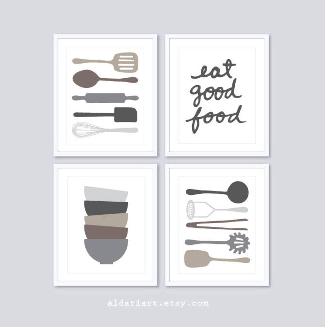 Kitchen Wall Art - Kitchen Prints - Cooking Utensils Prints - Eat Good ...