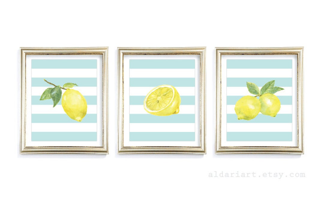 Lemon Art Prints - Lemon Wall Art - Lemon Watercolour Prints - Modern ...