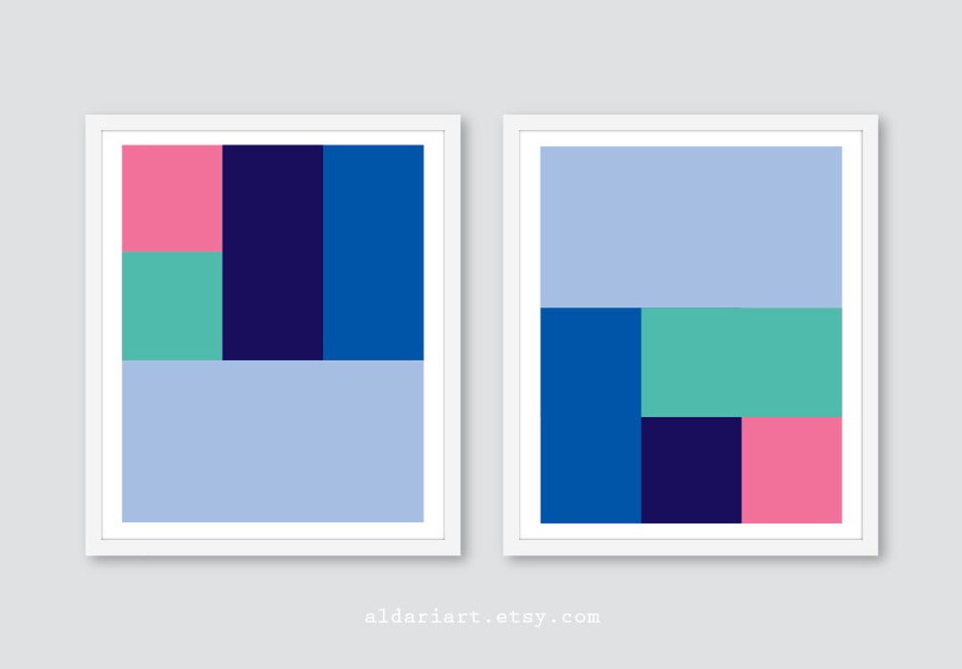 Colorblock Art Prints, Geometric Art Prints, Color Block Wall Decor ...