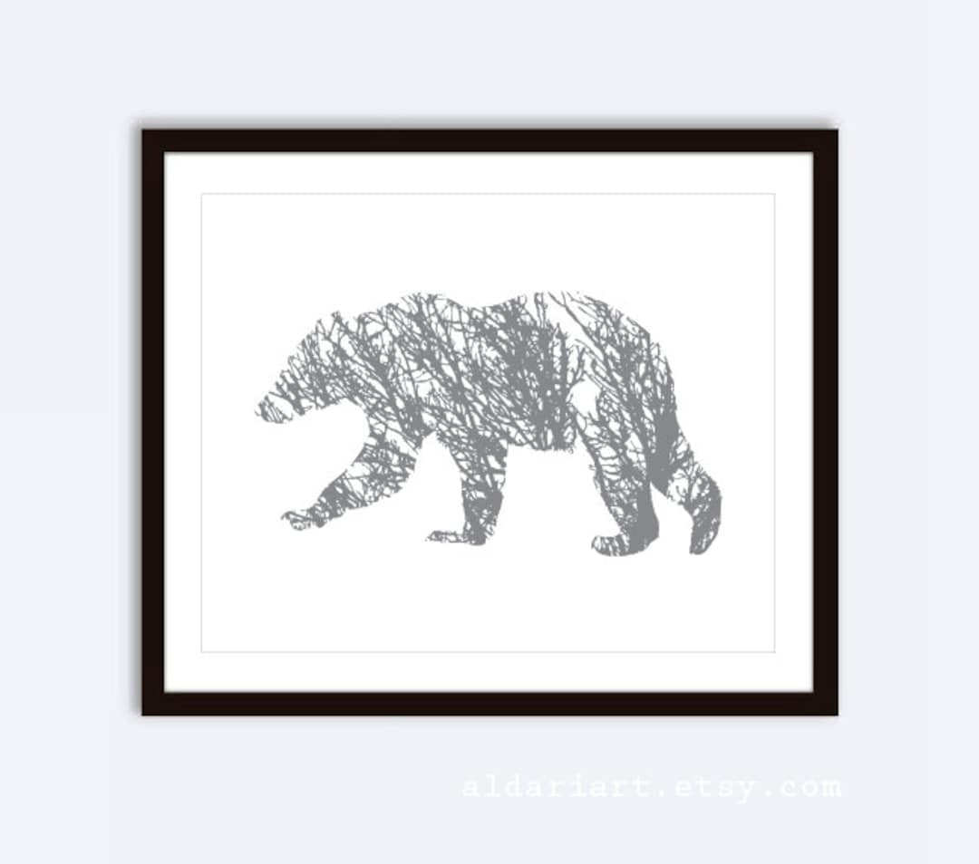Bear Art Print Bear Wall Art Bear Branches Print - Etsy