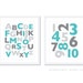 Alphabet and Numbers Nursery Print Set Simple Modern Blue - Etsy