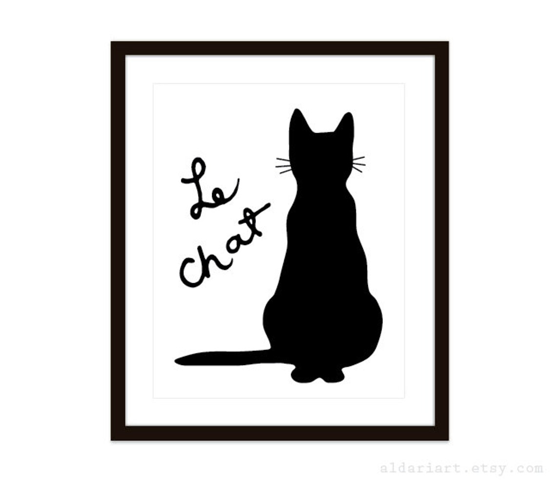 Le Chat Cat Art Print Cat Wall Art French Cat Poster Cat - Etsy