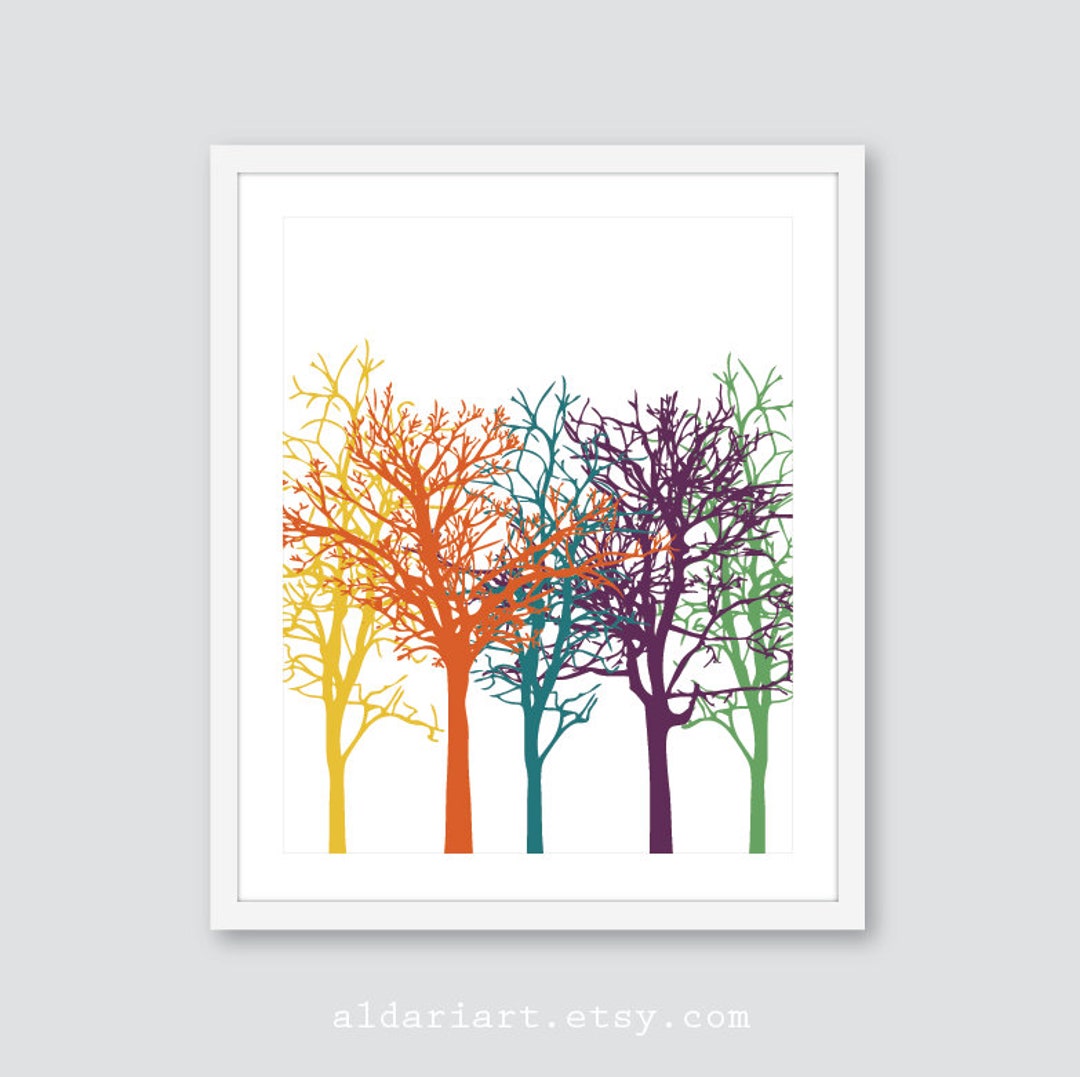 Trees Art Print, Tree Wall Art, Contemporary Tree Art, Minimalist Tree ...