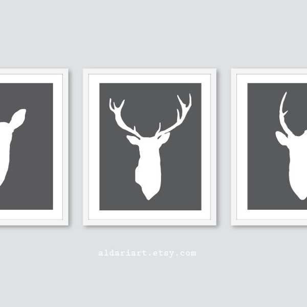 Gray Deer Head - Etsy