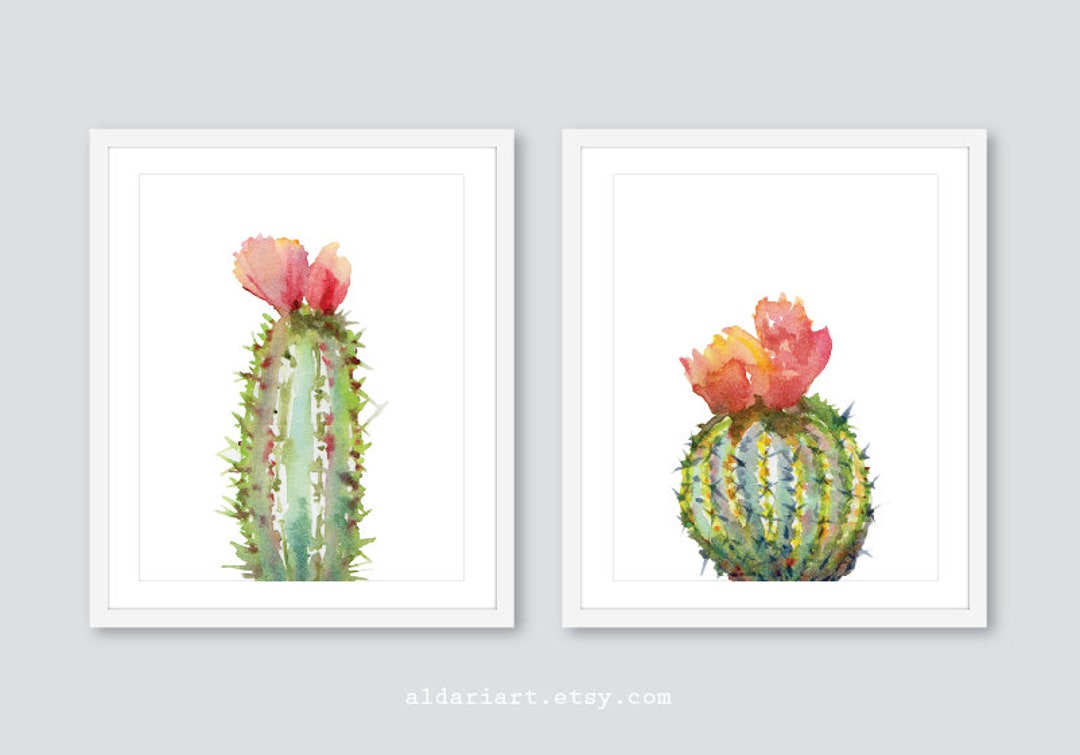 Succulent Wall Art, Cactus Art Prints, Succulent Watercolor Art Prints ...
