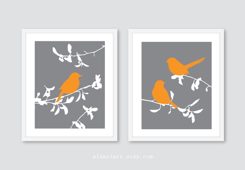 Bird Art Prints Bird Wall Decor Set of 2 Modern Birds on - Etsy