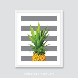 Pineapple Art Print, Tropical Fruit Wall Decor, Pineapple Kitchen Wall ...