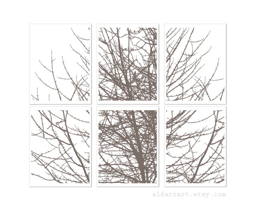 Modern Tree Branches Wall Art Tree Branches Prints Set of | Etsy
