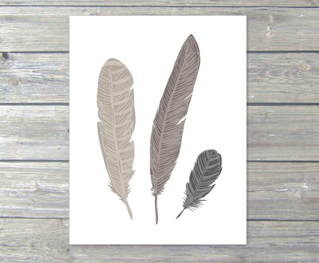 Feathers Art Print - Modern Feathers Art- Boho and Tribal Decor - Brown ...