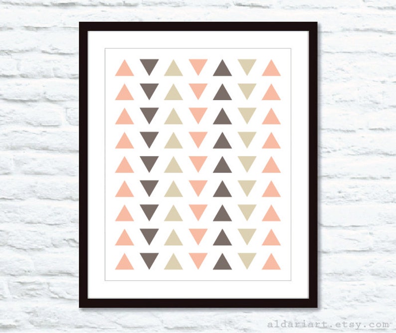 Simple Triangles - Digital Print - Tribal Modern Home Decor -peach ...