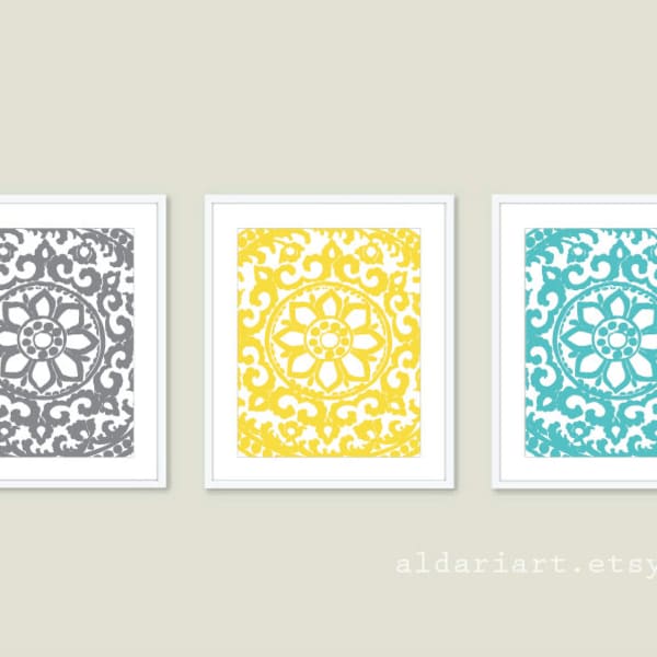 Gray Yellow Aqua - Etsy