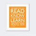 Read Learn Know Print - Nursery Art Print - Typography Poster - Quote ...