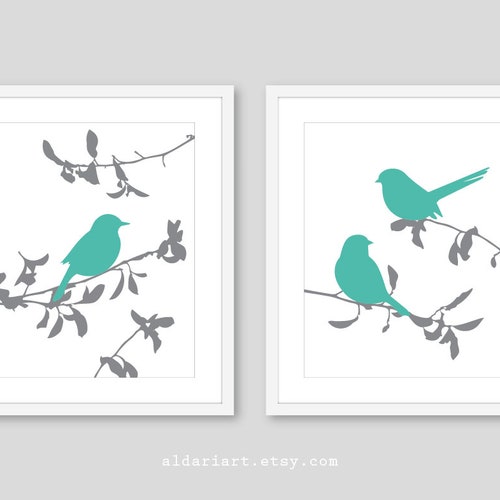 Bird Art Prints Bird Wall Decor Set of 2 Modern Birds on | Etsy
