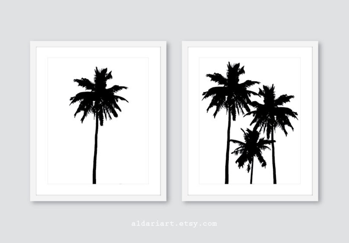 Palm Tree Wall Art Modern Palm Tree Art Prints Set of 2 - Etsy