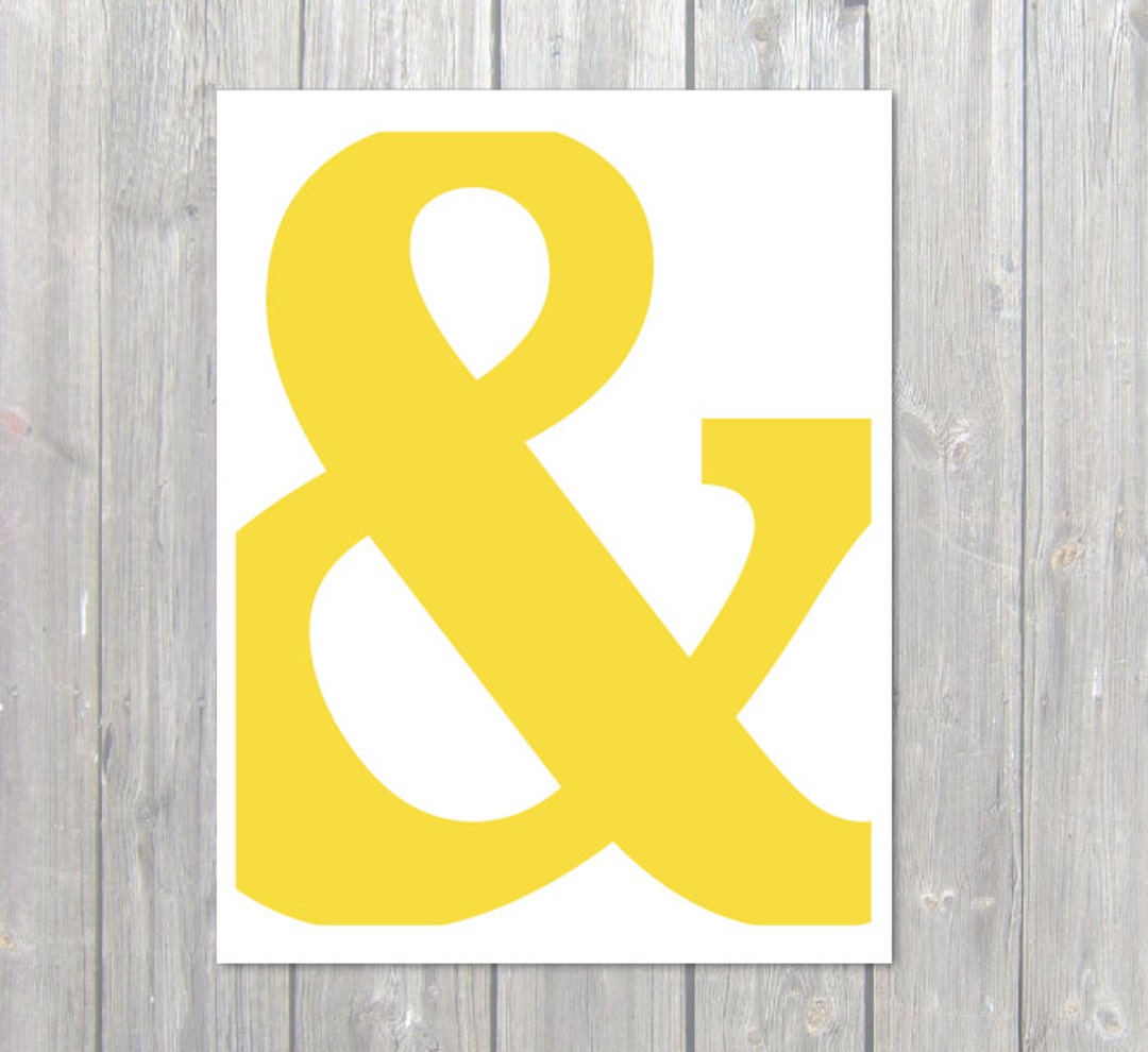 Ampersand Symbol Typography Digital Print - Yellow Lemon Zest - Modern ...