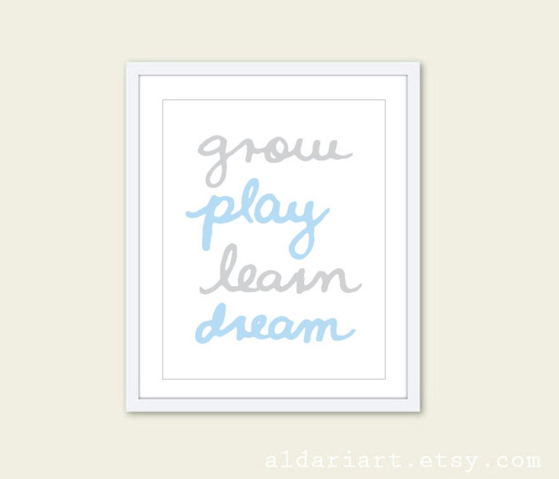 Grow Play Learn Dream Nursery Art Print Typography Poster - Etsy