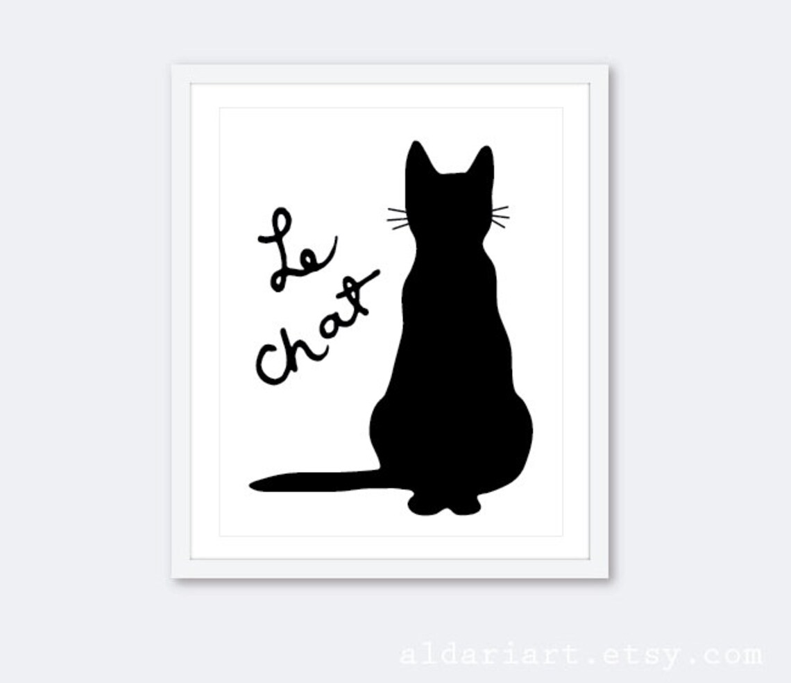 Le Chat Cat Art Print Cat Wall Art French Cat Poster Cat - Etsy