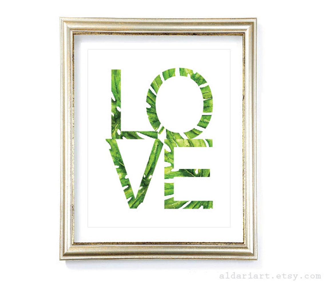 Love Art Print Love Wall Art Watercolor Leaf Love Print - Etsy Canada