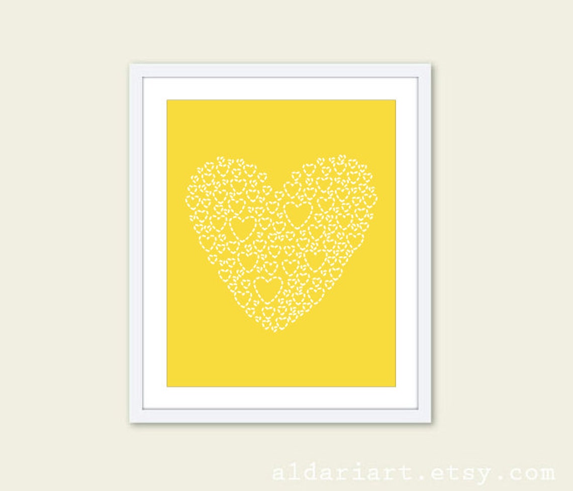 Blue Heart Art Print - Modern Heart Wall Art - Heart Poster - Blue ...