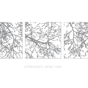 Modern Tree Branches Art Prints Set of 3 Modern Nature Wall Art Slate ...