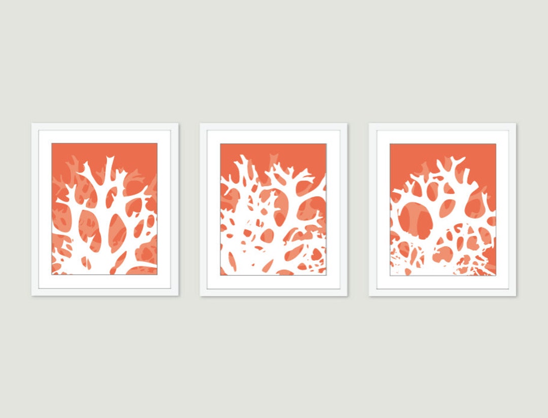 Coral Print - Coral Wall Art - Set of 3 Prints 5x7 - 8x10 - Coastal Art ...