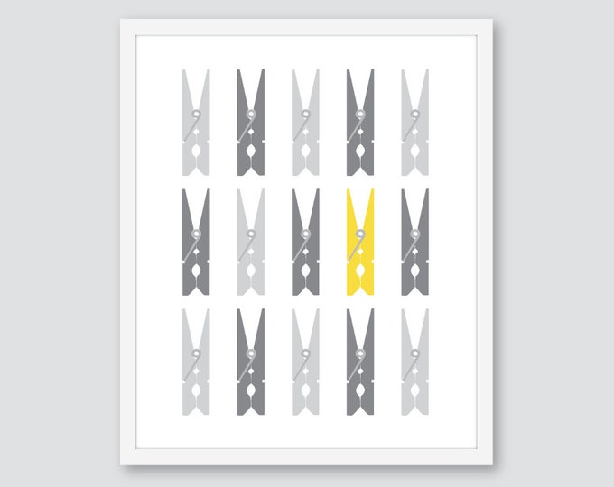Clothespins Art Print, Laundry Room Wall Art, Laundry Room Decor ...
