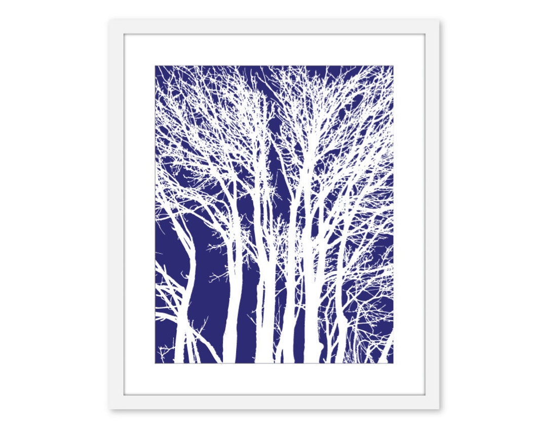 Modern Trees Art Print - Branches Wall Art - Home Decor - Cobalt Monaco ...
